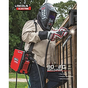 Lincoln Electric 90i FC Flux Core Wire Feed Weld-PAK Welder, 120V Welding Machine, Portable w/Shoulder Strap, Protective Metal Case, Best for Small Jobs, K5255-1