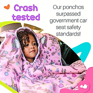 Birdy Boutique Car Seat Poncho for Kids – Safe to Use Over Seat Belts – Reversible Warm and Cozy Blanket – Easy on Easy Off and Doesn’t Impact Car Seat Performance – Unicorn – One Size