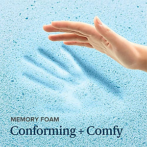 ZINUS 4 Inch Green Tea Cooling Gel Memory Foam Mattress Topper /Pressure-Relieving Design / CertiPUR-US Certified, Queen,Blue