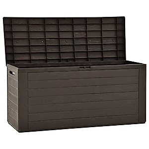 YEZIYIYFOB 76.6 Gallon Garden Storage Deck Box, Waterproof Plastic Garden Container Cabinet Tool for Patio, Lawn, Poolside, Backyard Outdoor Brown 45.7"x17.3"x21.7"