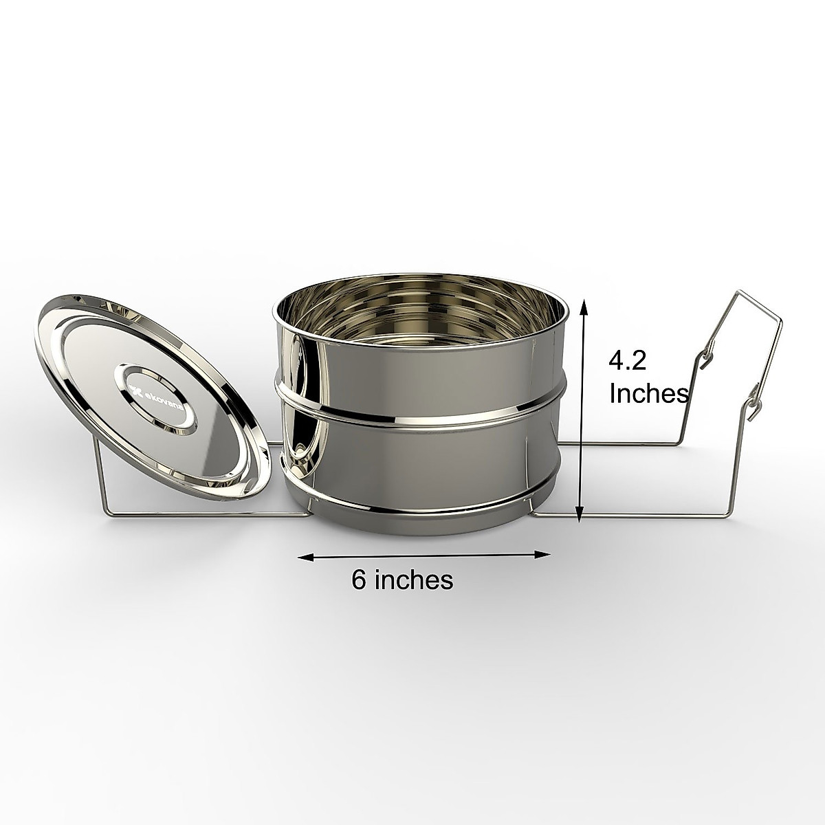 ekovana 3qt Mini Stackable Stainless Steel Pressure Cooker Steamer Insert Pans with sling handle - compatible with Instant Pot Accessories 3 quart - two interchangeable lids