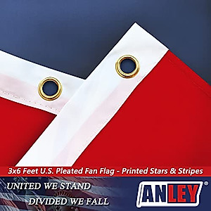 Anley USA Pleated Fan Flag, 3x6 Feet American US Bunting Flags Patriotic Stars & Stripes - Sharp Color and Fade Resistant - Canvas Header and Brass Grommets - United States 3 x 6 Feet Half Fan Banner