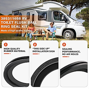 Beaquicy 2PCS 385311658 RV Toilet Seal, Flush Ball Seal Kit - Replacement for Dometic 300/310/320 Toilet Seal Gasket Kit Camper Trailer Toilets, Solve The Leakage Problem