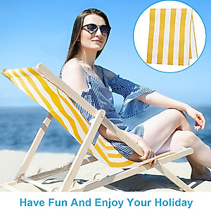 GORGECRAFT 44x17 Beach Sling Chair Replacement Canvas 1mm Thick Yellow and White Stripes Outdoor Furniture Folding Sling Lounge Chair Fabric Patio Sling Chairs Cloth for Sunbathing Garden Courtyard