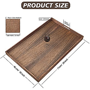 Nunemosk 28x18 inches Large Rectangle Ottoman Table Tray Wooden Solid Rectangle Serving Tray with Handle Black Walnut Platter Decorative Tray, Home Breakfast in Bed, Including 4 Walnut Coaster