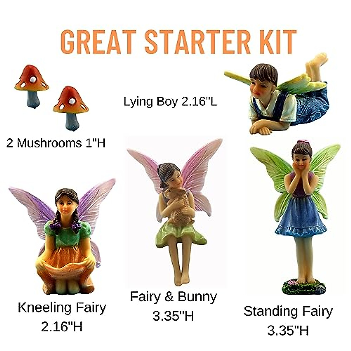 PRETMANNS Fairies for Fairy Garden - Fairy Garden Kit - Fairy Garden Accessories - Boy & Girl Fairy Garden Fairies - Adorable Fairy Garden Figurines - Fairy Set 7 Items