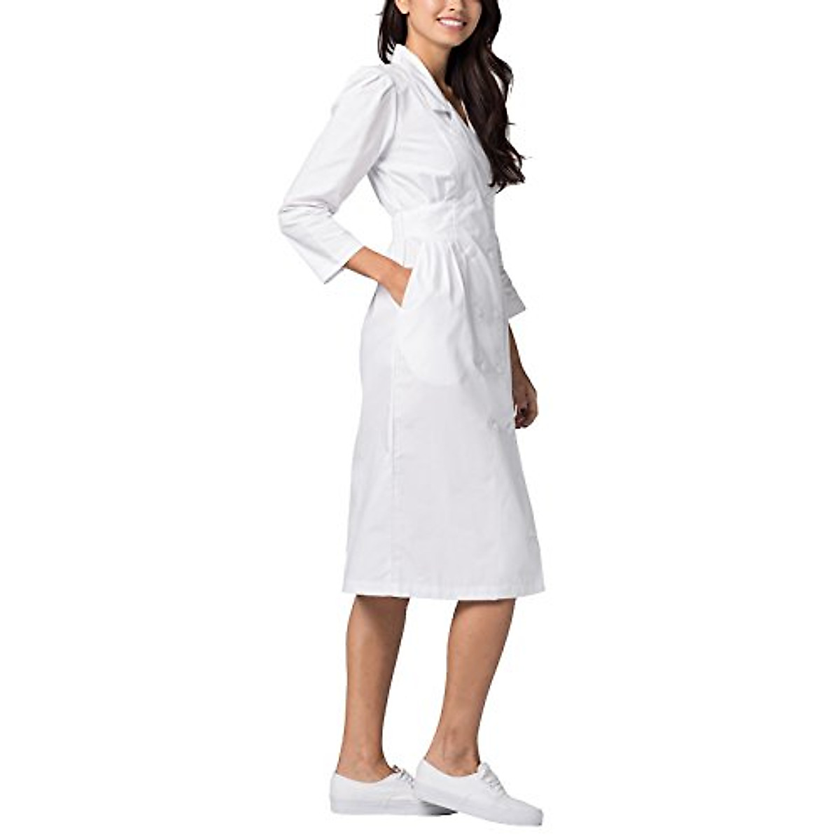 Adar Universal Scrub Dress for Women - Fitted Midriff Dress - 2810 - White - 14