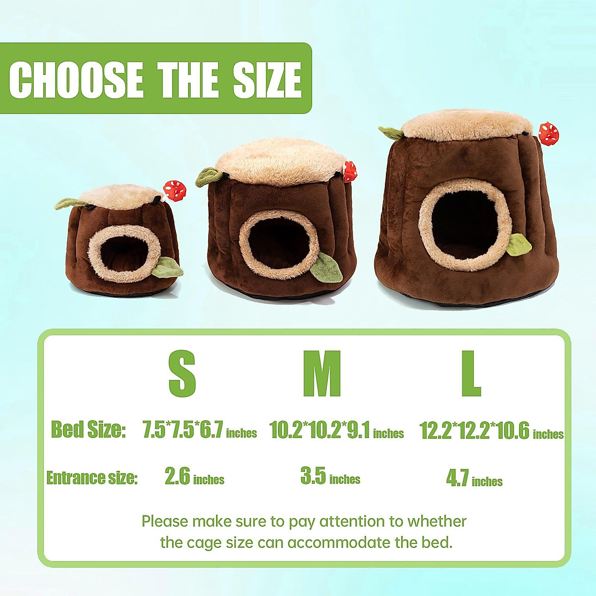 Aichillatum Guinea Pig Hideout Hamster Cage Accessories,Stump Style Soft Washable Hedgehog,Ferret,Rat Hammock for Cage,Chinchilla,Ferret, Bunny Bed,Small Animal Houses & Habitats(S)