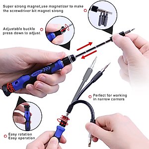 HPFIX Precision Screwdriver Sets 124-Piece Computer Tool Kit with 101 Bits Magnetic, Electronics Repair Tool Kit for iPhone, MacBook, Laptop, PC, Tablet, PS4, Xbox, Nintendo, Game Console