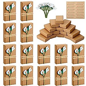 36 Sets Flower Kraft Paper Boxes Floral Small Gift Boxes Filled with Foam Insert Small Boxes for Jewelry Packaging Party Favor Jewelry Box for Anniversaries Wedding Birthday Valentine's Day