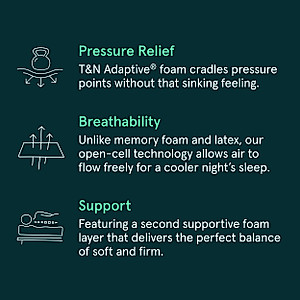 Kin By Tuft & Needle Medium Firm 10" Full Adaptive Foam Mattress in a Box, Cooling Pressure Relief, Balanced Support, 100 Night Trial, Fiberglass Free, CertiPUR-US, 10-Year Limited Warranty