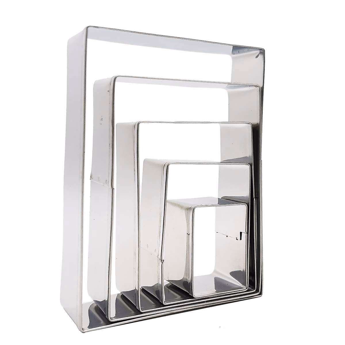 Antallcky Rectangle Cookie Cutter Set-5 pcs Stainless Steel Rectangle Biscuit Molds Fondant Cake Cookie Cutter Set Pastry Heavy Duty Deep Mold 1 Inch Depth