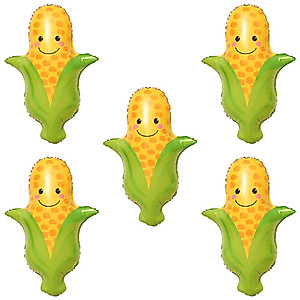 HORUIUS Corn Balloons Vegetables Corn Foil Mylar Balloons for Baby Shower Corn Themed Party Birthday Decoration Supplies 28 inch 5PCS
