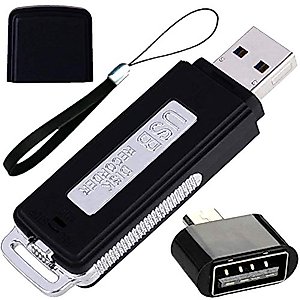 Digital Voice Audio Recorder - USB Voice Recorder - No Flashing Light While Recording - Sound Recording Device for Lectures - 15 Hours Battery Life - Dictaphone, 8GB, Mini Grabadora de Voz
