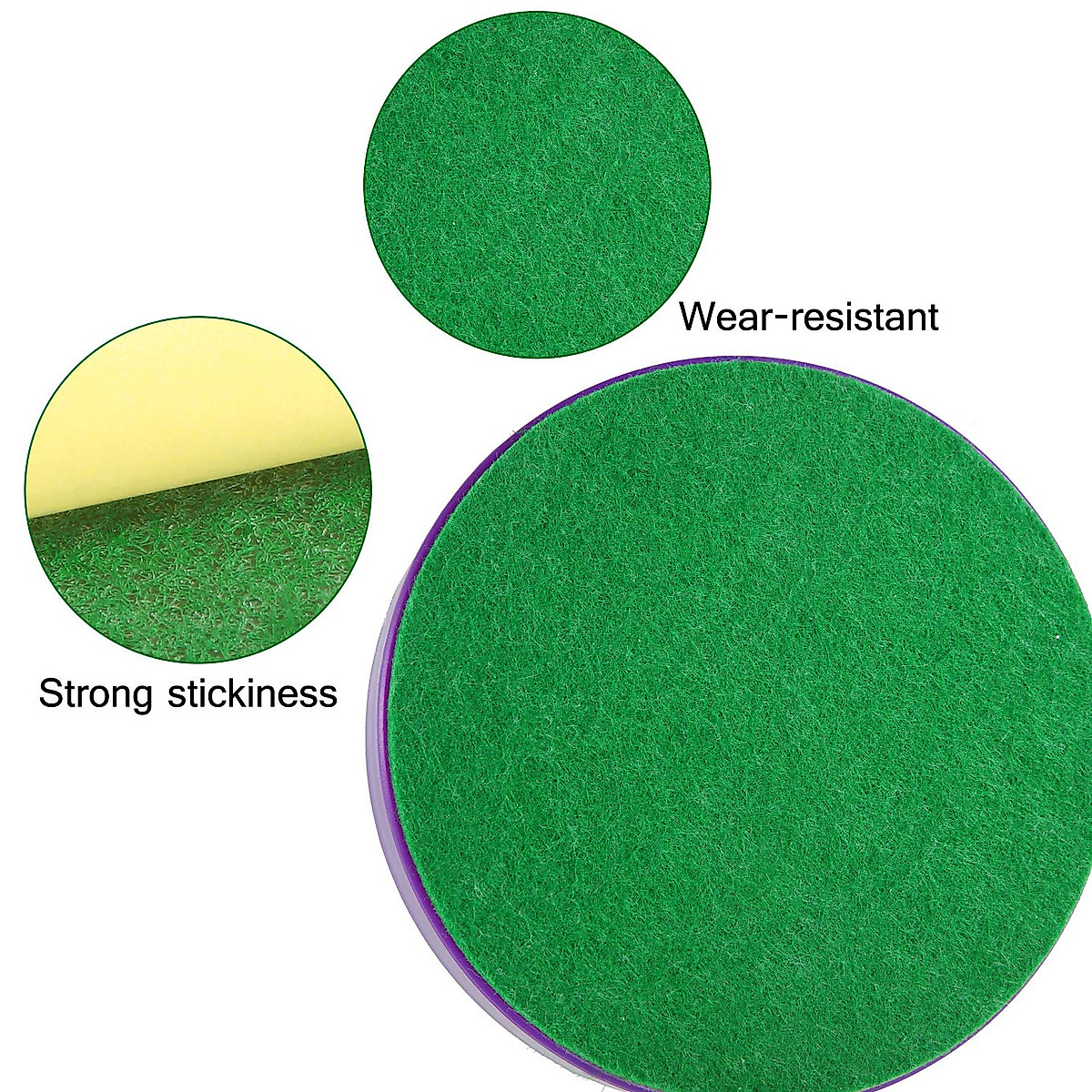 Gejoy 94 mm Hockey Paddle Pads Self Adhesive Replacement Hockey Mallet Felt Pads Green Felt Sticker for 96 mm Hockey Pushers