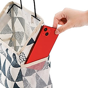 SOUJOY 4 Pack Wall Hanging Storage Bag, Fabric Hanging Organizer Caddy Bag, Linen Waterproof Wall Mounted Pocket for Bathroom, Bedroom, Kitchen