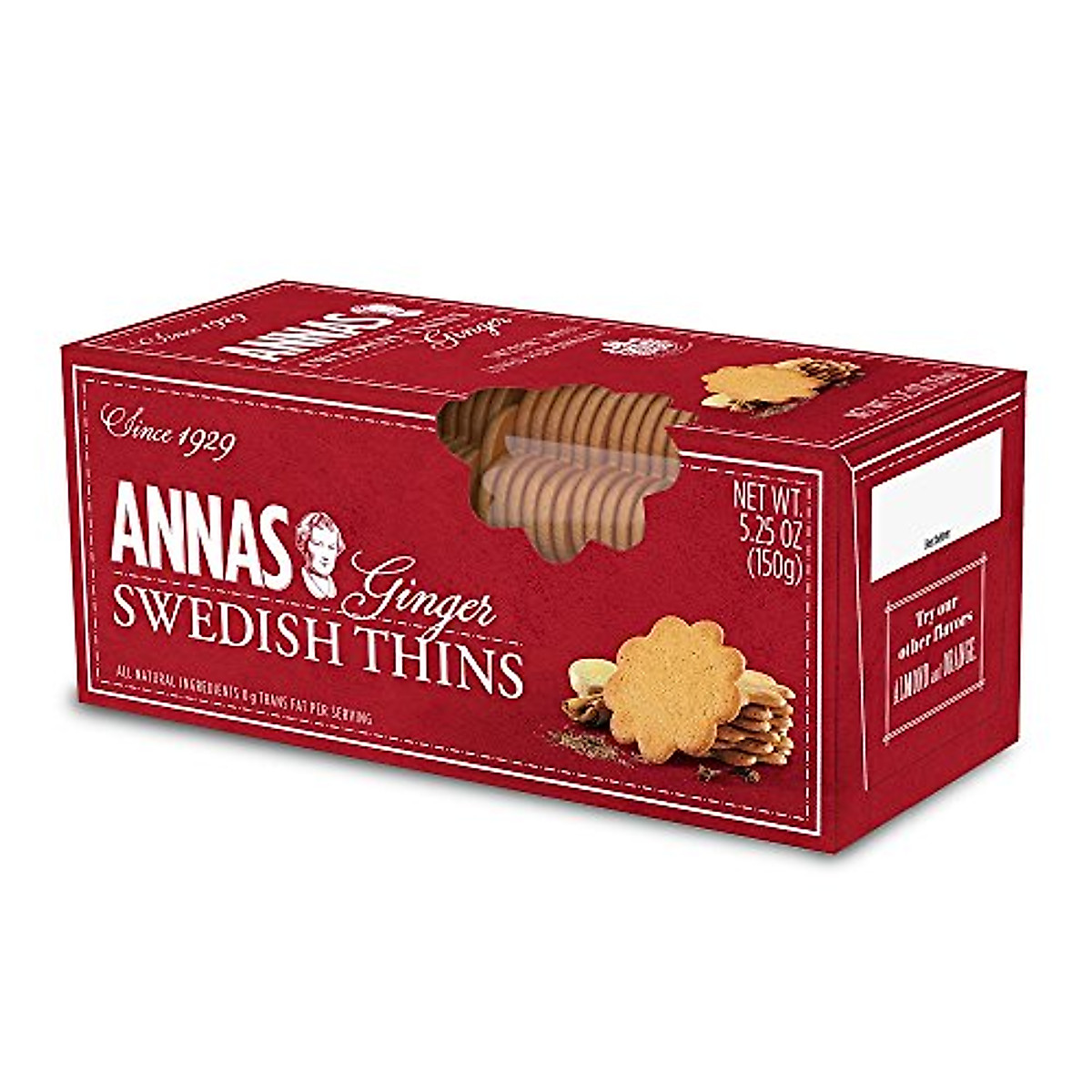 Annas Thins - Ginger Pepparkakor - 5.25 Ounce (Pack of 12) non GMO + Vegan