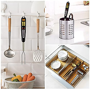 OOZTJIA Digital Meat Thermometer Fork for Grilling and Barbecue Instant Read with Electronic Alarm Accurate Cooking Temperature for Grilled Food,Steak,Pork,Turkey,Chicken,Patio,Outside,Kitchen,BBQ