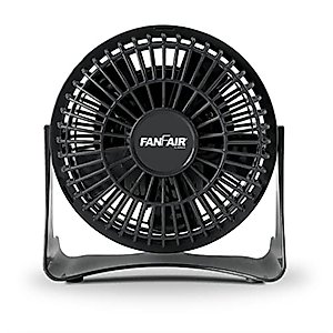 FanFair Mini High Velocity Personal Fan 4 Inch Fan Quiet Cooling, Tilt Up and Down Floor Fans Safe for Bedroom, Home or Office Use, Black