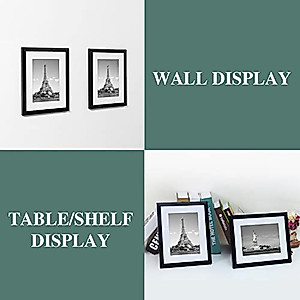 upsimples 8x10 Picture Frame Set of 10, Display Pictures 5x7 with Mat or 8x10 Without Mat, Multi Photo Frames Collage for Wall or Tabletop Display, Black