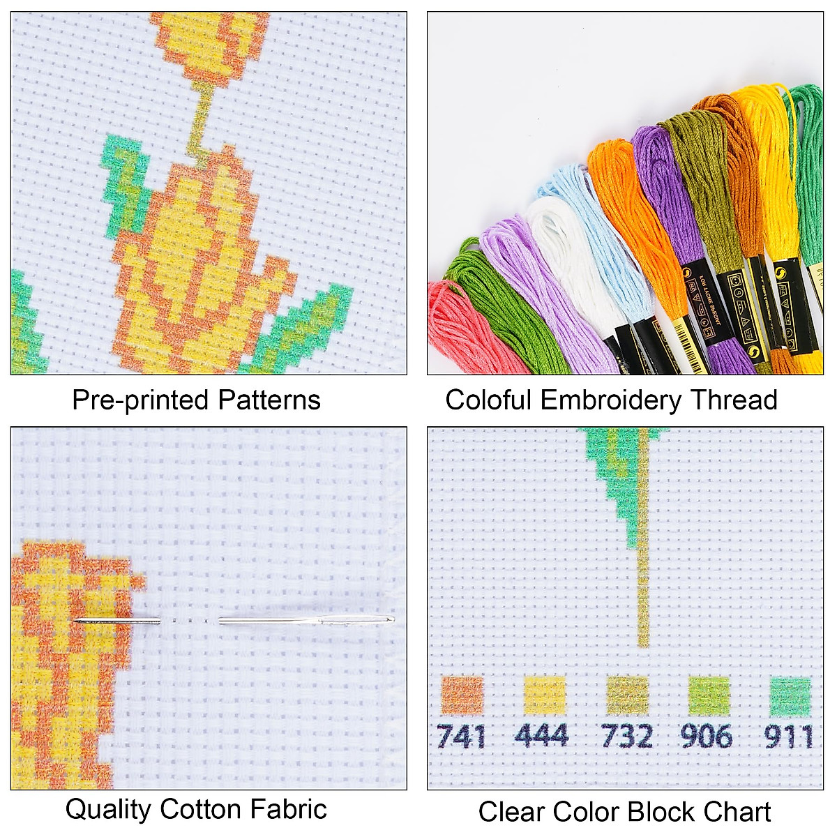 yeabwps 3Pcs Cross Stitch Bookmark Kits Embroidery DIY Bookmark Flower Patterns DIY Cross Stitch Bookmarks for Beginners Daisies Tulips Bellflower Handmade DIY Cross Stitch