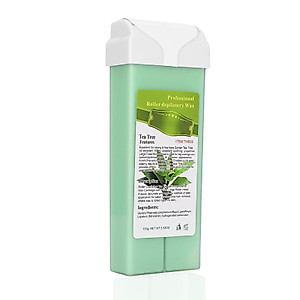 Roll-On Wax Cartridge for Hair Removal 100g Roller Depilatory Wax for Body Legs Arms Armpit Bikini Hair Removal Professional or Home Uses(Tea Tree)