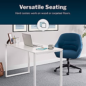 Vari Upholstered Desk Chair (VariDesk) - Comfortable Computer Chair with Memory Foam Cushion - Home Office Chair with Wheels - Adjustable Height Swivel Chair (Azure Blue)