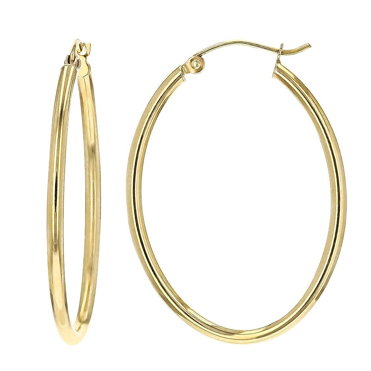 14 Karat Yellow Gold Oval Hoop Earrings