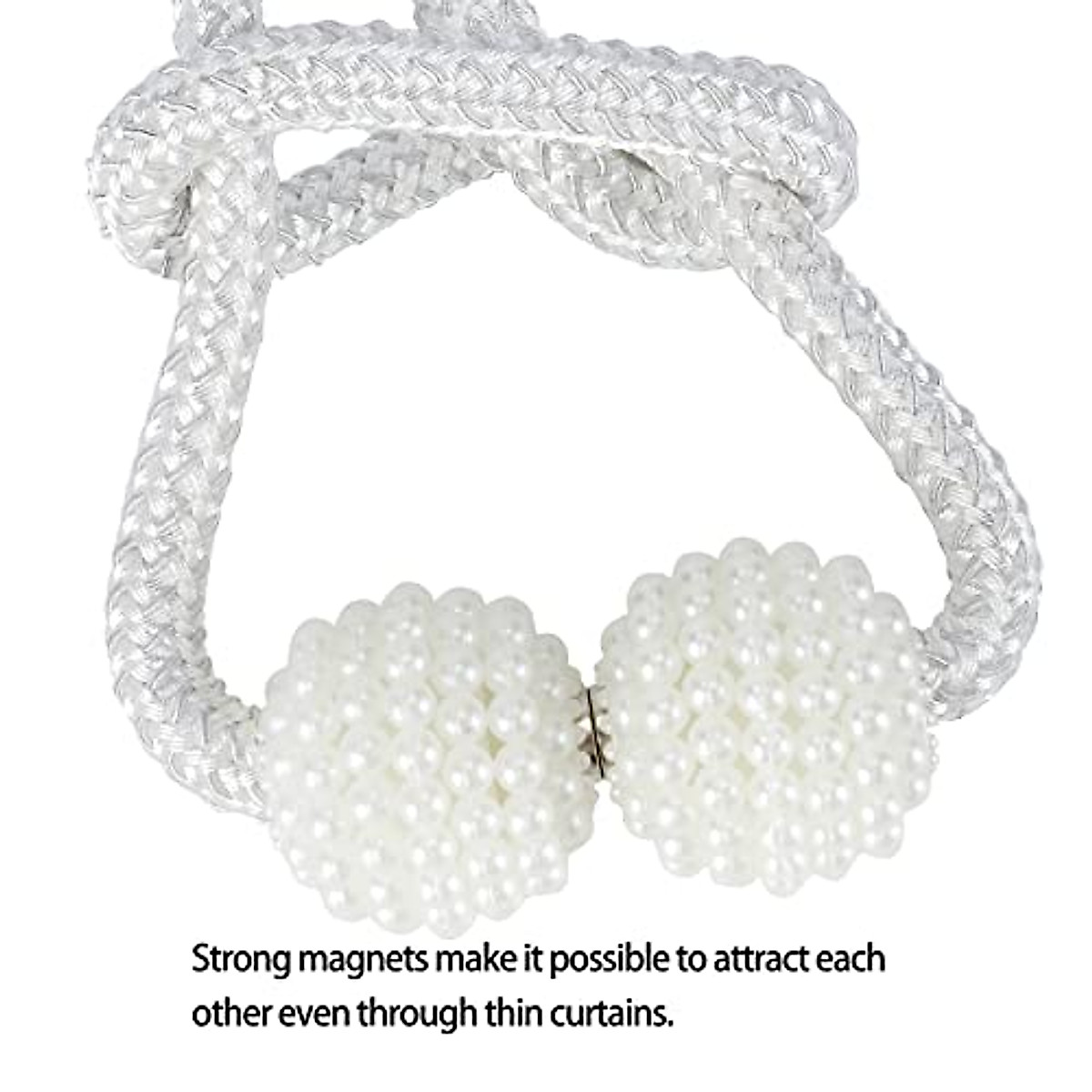 8 Pack Magnetic Curtain Tie Backs with Pearls,Modern Curtain Holdbacks Strap,Decoration for Kindergarten,Outside and Inside Drapes