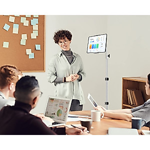 elitehood Aluminum iPad Tripod Stand, 72in Height Adjustable iPad Floor Stand, Heavy Duty Silver iPad Tripod Holder Mount, Compatible with iPad Pro 12.9, 11, iPad Air Mini 4.7-13in Tablets & Phones