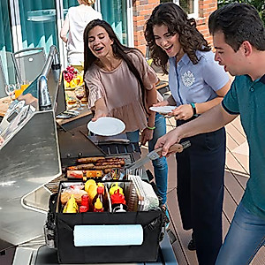 CHZUOBER Large Grill Caddy with Paper Towel Holder, Waterproof Interior Easy Clean Tailgating Accessories for Grilling Utensils Cooking Supplies, Camping Accessories BBQ Caddy for Outdoor Grill