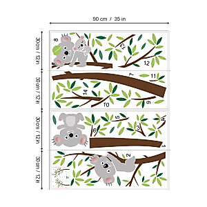 ufengke Koala Tree Wall Stickers Animal DIY Wall Decals Art Decor for Kids Bedroom Nursery Living Room