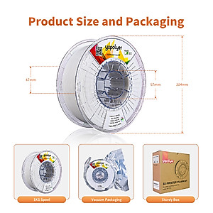 3D Printer Filament Nylon Filament PA6 Nylon Filament 1.75mm White Nylon Clear Spool Net Weight 2.2 lbs 1kg 3d Printing Filament High Strength Durability Heat Resistance 3d Printer Accessories Easy PA