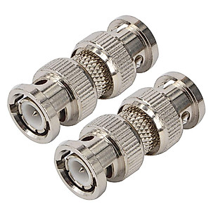 onelinkmore BNC Male to Male Coupler Connector M/M BNC Male Plug to Male Plug Coupler Connector BNC Male Coax Connector for CCTV gmrs Repeater Cable Security Video Camera Pack of 2
