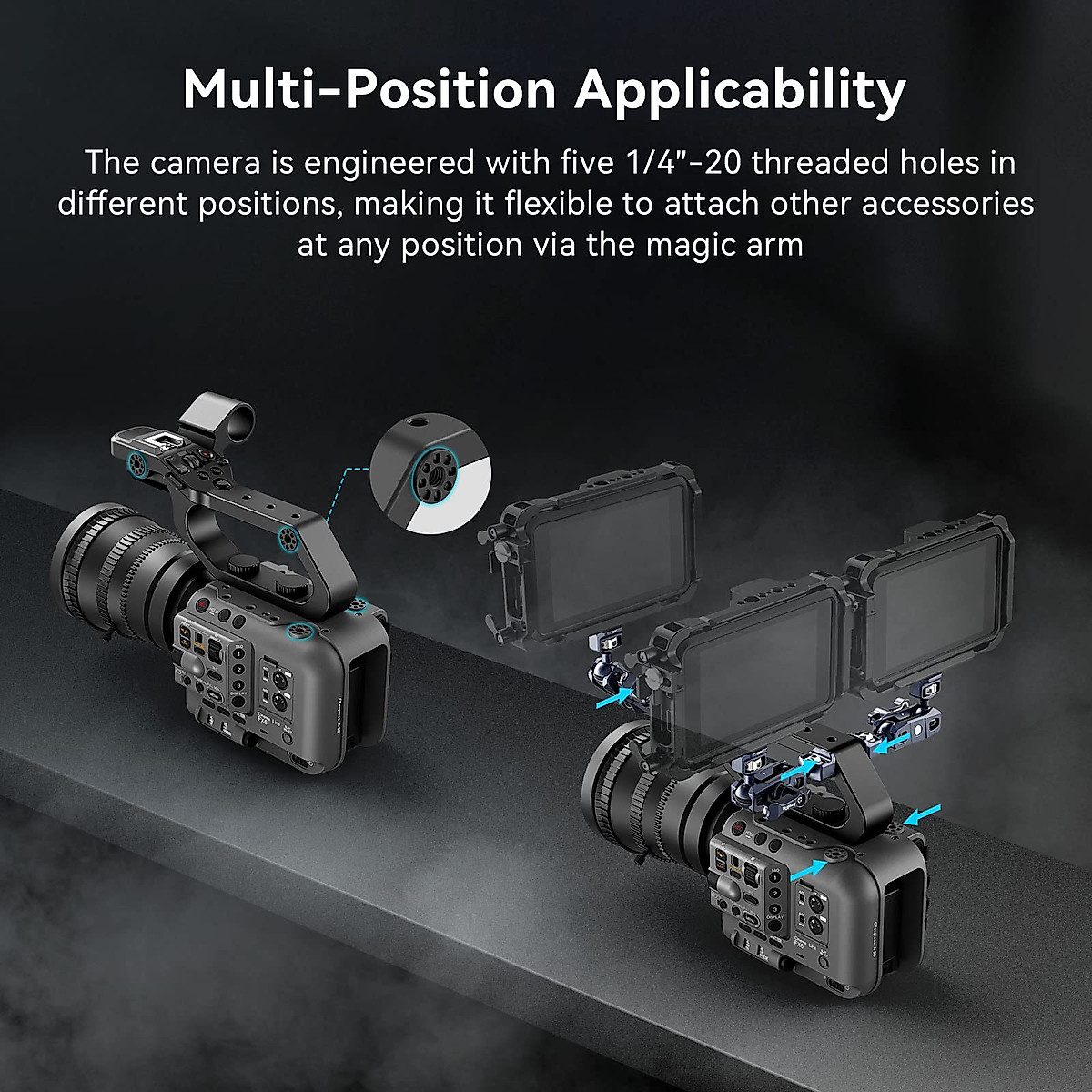 SmallRig Dual Ball Heads Magic Arm for Sony FX6 / FS5 / FS5 II, Articulating Magic Arm with 1/4"-20 Screw, Aluminum Alloy Camera Monitor Mount Arm, Max. Load 5.5kg, Only 88g - 4123