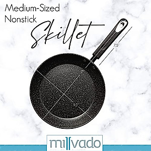 Millvado Nonstick Frying Pan, 11" Large Skillet With Heavy Duty Non Stick Coating, Silicone Easy Grip Handle, Induction Compatible Frying Pans