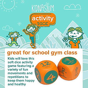Kidnasium Activity Fitness & Exercise Dice | Fun Educational Classroom Gym Learning Game for Kids 5 and Up | Soft Rolling Cubes for Active Boys & Girls