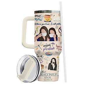 GEPOSTORE TV Show Tumbler 40oz Stainless Steel Tumbler with Handle, Stars Coffee Travel Cup, Birthday Gifts for Movie Lover