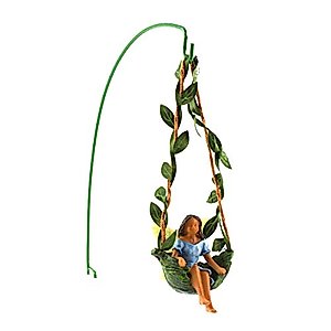 TG,LLC Treasure Gurus Ivy Vine Tree Swing Dark Hair Fairy Girl Mini Figurine Garden Decor Dollhouse Supply