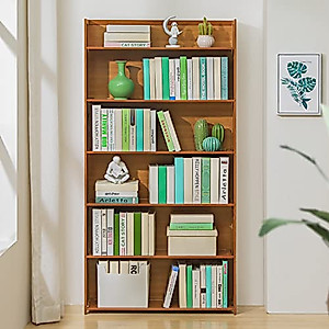 MoNiBloom 6 Tier Open Shelf, Bamboo Large Multifunctional Bookcase Storage Cabinet Display Shelves Organizer for Living Room Bedroom Study Room, Brown