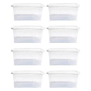 HOMZ 12-Quart Snaplock Clear Plastic Storage Tote Container Bin with Secure Lid and Handles for Home and Office Organization (8 Pack)