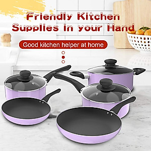 Aluminum Alloy Non-Stick Cookware Set, Pots and Pans - 8-Piece Set (Light Purple)