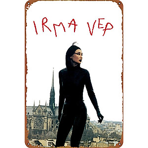 Irma Vep Movie Poster Creative Tin Sign Metal Sign Retro Wall Decor for Home Gate Garden Bars Restaurants Cafes Office Store Pubs Club Sign Gift 12 X 8 INCH Plaque Tin Sign