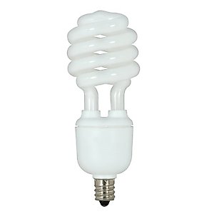 Satco S7366 13-Watt Candelabra Base T2 Mini Spiral, 5000K, 120V, Equivalent to 60-Watt Incandescent Lamp for Enclosed Fixtures