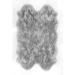 nuLOOM Fluffy Faux Sheepskin Quarto Shag Area Rug, 3' 6" x 6', Light Grey