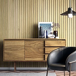 Decotalk Wood Slat Wallpaper Peel and Stick Wood Contact Paper 17.7"x120" Wood Slat Wall Panel Wallpaper Removable Brown Slat Wood Wallpaper for Bedroom Slat Wood Contact Paper for Cabinets Slat Look