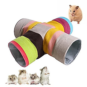 CHDHALTD Rainbow Play Tunnel, Small Pet Rainbow Mini Hedgehog Play Tunnels House Cave for Small Animals Rat Mouse Cages(Four-Way)