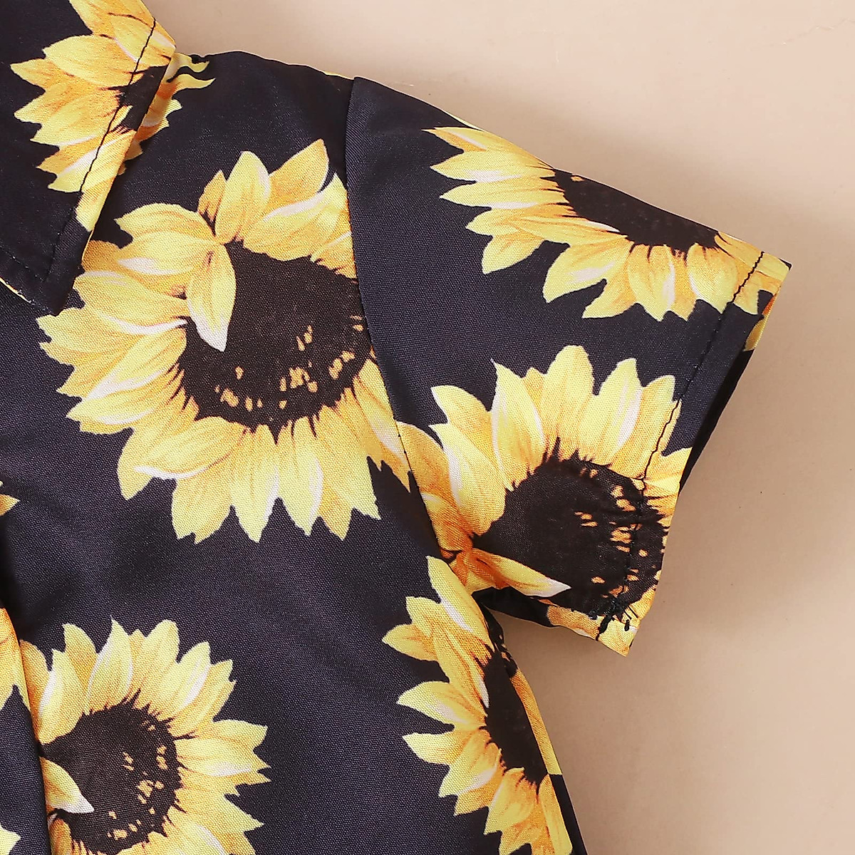 Noubeau Baby Boy Girl Brother Sister Matching Outfits Sunflower Print Short Sleeve Tops Romper+Suspender Overalls Shorts Clothes Set (Sunflower- Shirt, 12-18 Months)