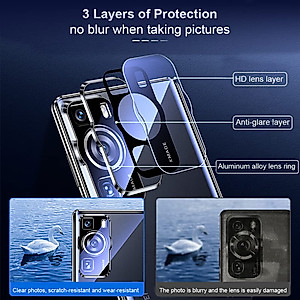 QUIETIP Case for Huawei P60 Pro,Magnetic Body Metal Frame Double Sided Clear Tempered Glass Shockproof with Camera Protection Cover Thin,Silver