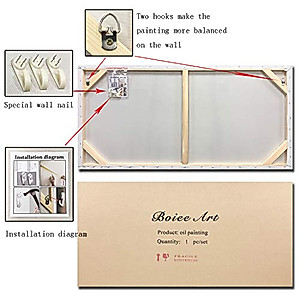 Boiee Art,24x48Inch Textured Hand Painted Canvas Paintings Silver Leaves Abstract Tree 3D Oil Paintings Landscape Artwork Modern Home Decor Wall Art Wood Inside Framed Hanging Wall Décor